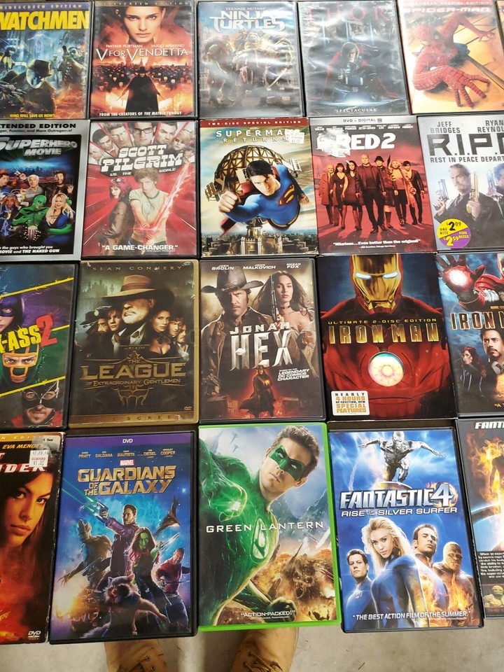 52 Super Hero Comic Book Dvds DC Marvel Batman Avengers Guardians Hulk ...