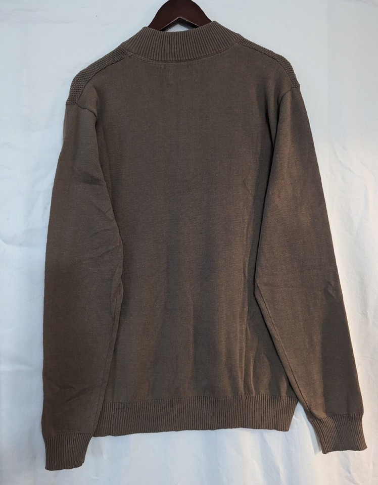 Club Room Men's Cotton Pullover Button Mock Neck Brown Sweater Size XL ...