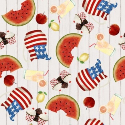 3 Wishes Hometown America by Beth Albert 18693 Beige Tossed Fruit ...