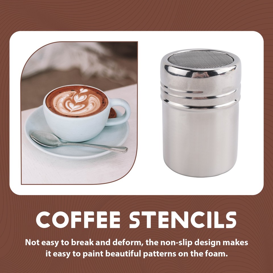 Cocoa Shaker,Coffee Powder Shaker 16 Pcs Coffee Cappuccino Stencils ...