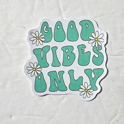 Good Vibes Only green Daisy flowers floral retro Sticker New 2" x 2" | eBay