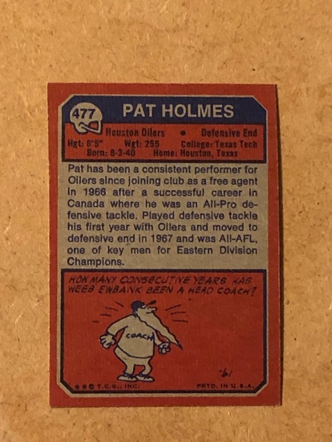 1973 Topps - #477 Pat Holmes (RC) for sale online | eBay