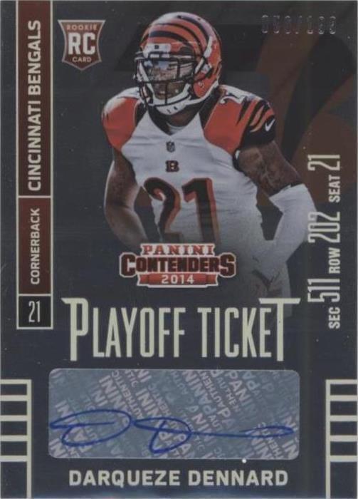 2014 Panini Contenders - Darqueze Dennard #119 Playoff Ticket Sec Row ...