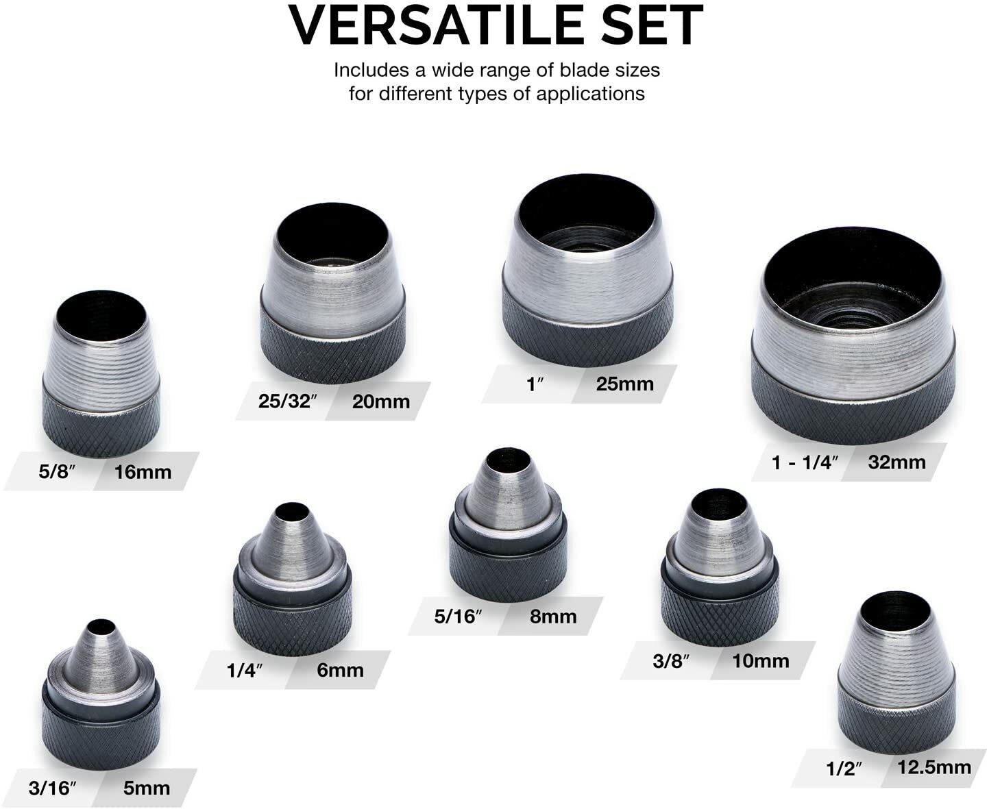 5-32mm Punch Set 10 Piece Wad Hole Punching Kit Hollow Leather Gasket ...