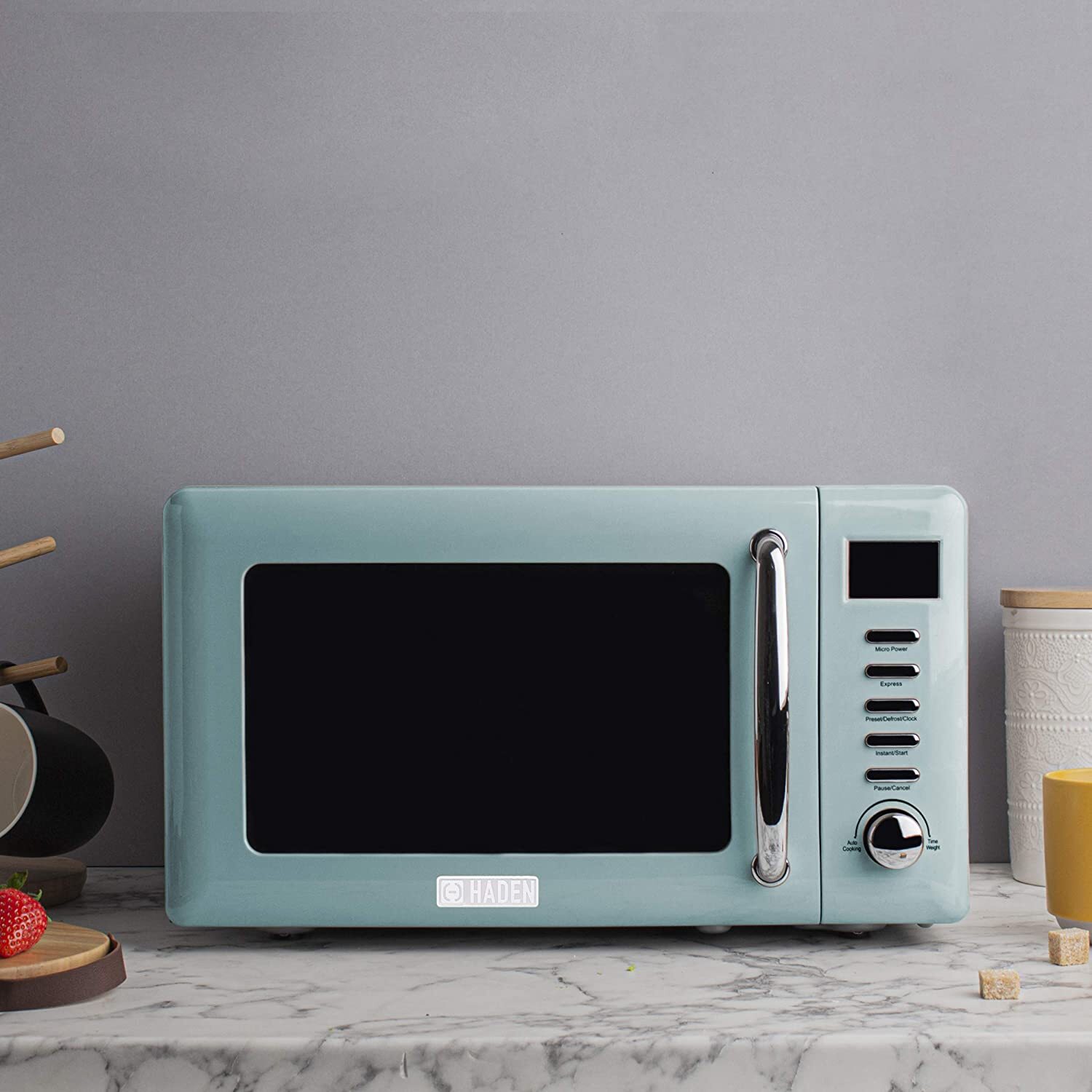 Haden 0.7 Cu Ft Compact Countertop Microwave, 700 Watts, Turquoise ...