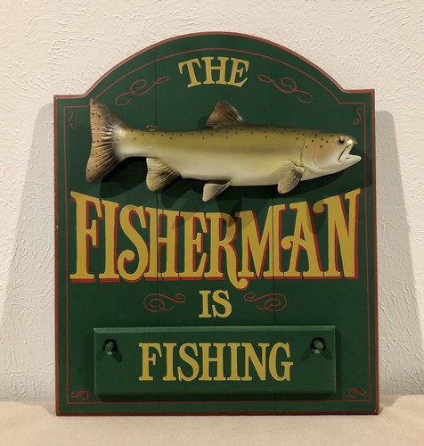 Vintage Fisherman is Home /Fishing Trout Wood Wall Display Plaque | eBay