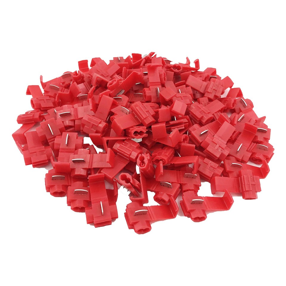 100 Pcs Red Solderless Scotch Lock Wire Connectors 22-18 Gauge, Double ...