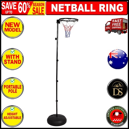 NETBALL RING WITH STAND PORTABLE POLE HEIGHT ADJUSTABLE SPORT GOODS NEW ...