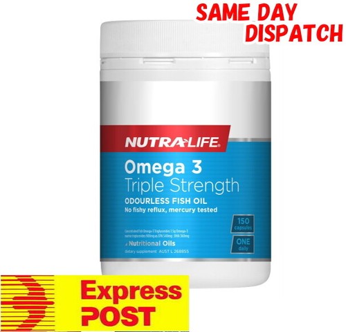 Nutra Life Triple Strength Omega 3 150 Capsules Concentrated Fish Oil ...