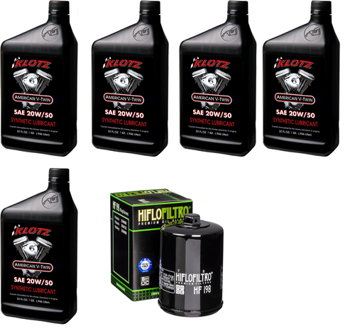 Oil Change Kit for Polaris Victory Klotz HiFlo Synthetic 20W50 5 Quarts ...