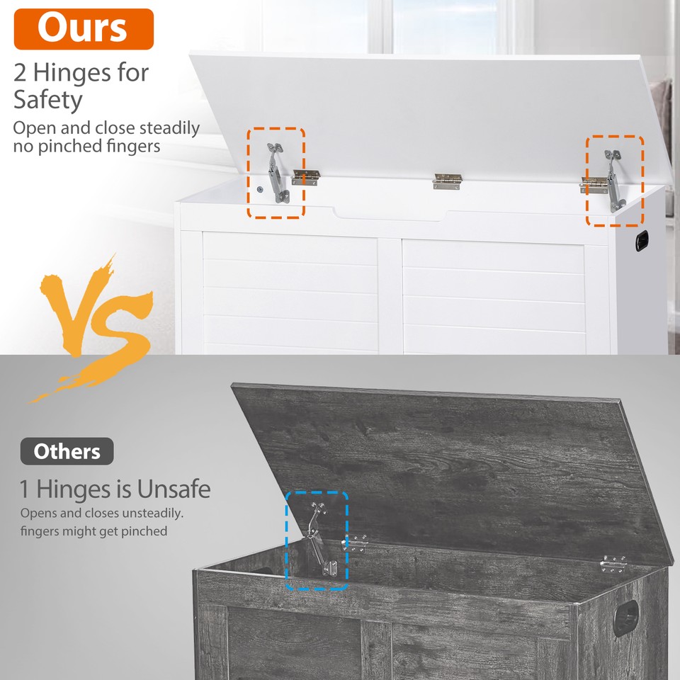 Storage Chest Wooden Toy Chest with Lid Storage Bench with Safety Hinge ...