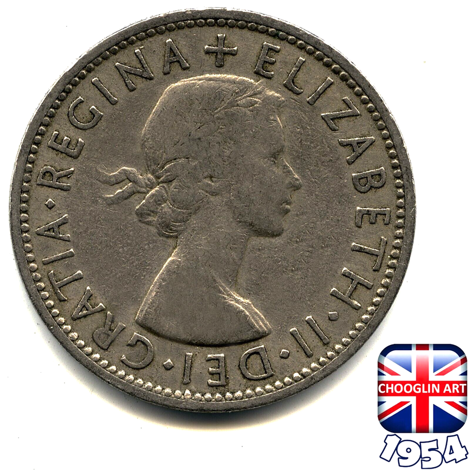 A BRITISH 1954 ELIZABETH II FLORIN - TWO SHILLINGS 2s COIN, 71 Years ...