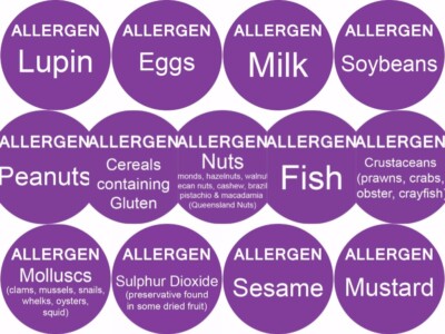 Roll of 1000 25mm Round Purple Allergen Label Dots | Nuts,fish,sesame ...