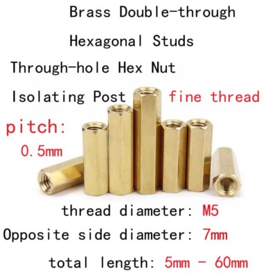 M5 Brass Fine Thread Double-through Hex Studs Through-hole Isolating ...