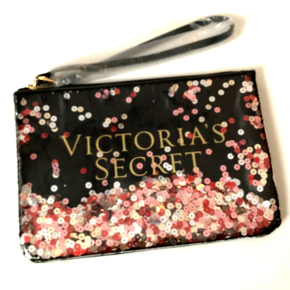 Victoria's Secret Wristlet Accessories Bag Black Sequence New | eBay