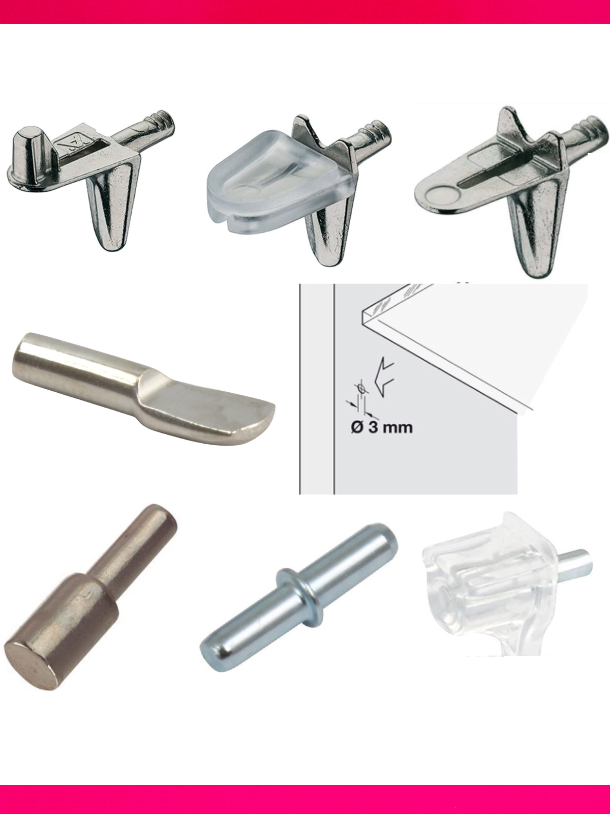 SHELF SUPPORTS HOLDER PLUG PINS PEGS PUSH STUD IN 3MM KITCHEN CABINET ...