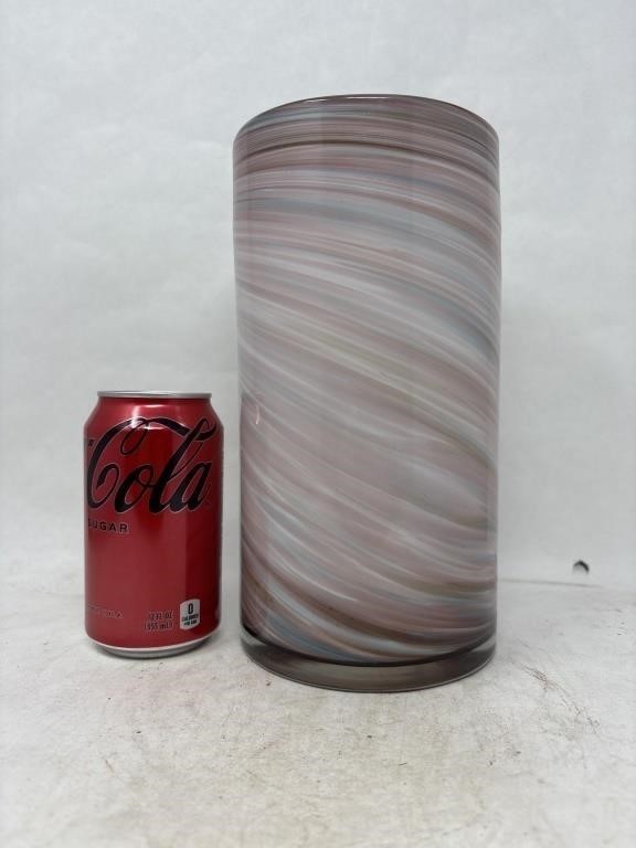 Art glass cylinder shaped swirl vase 9 1/2 inches tall | eBay