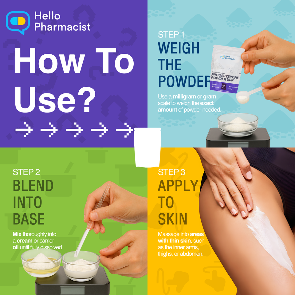 Hellopharmacist Pure Progesterone Powder for Menopause 10g (LAST 4, NO ...