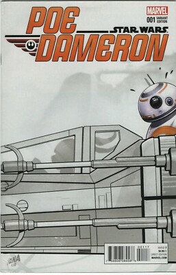 Star Wars Poe Dameron #1 Sketch Black White Variant David Nakayama ...