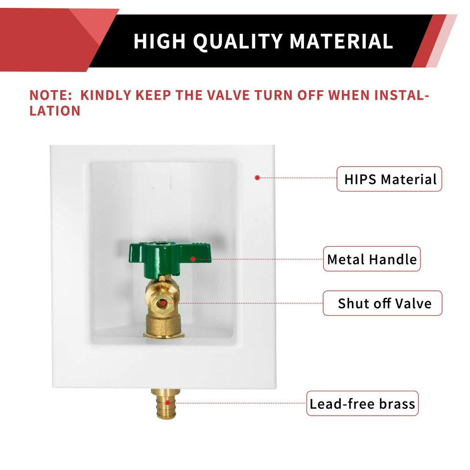 EFIELD 1/2"Pex Crimp Inlet x1/4 inch OD Outlet,Ice Maker Outlet Box Green Handle | eBay