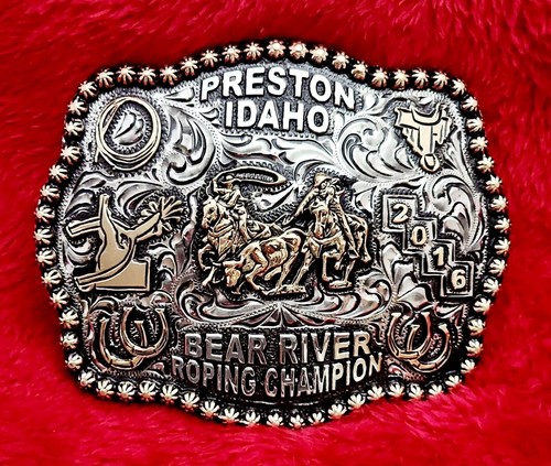 Championship Team Roping Rodeo Trophy Buckle☆Preston Idaho☆2016☆RARE ...