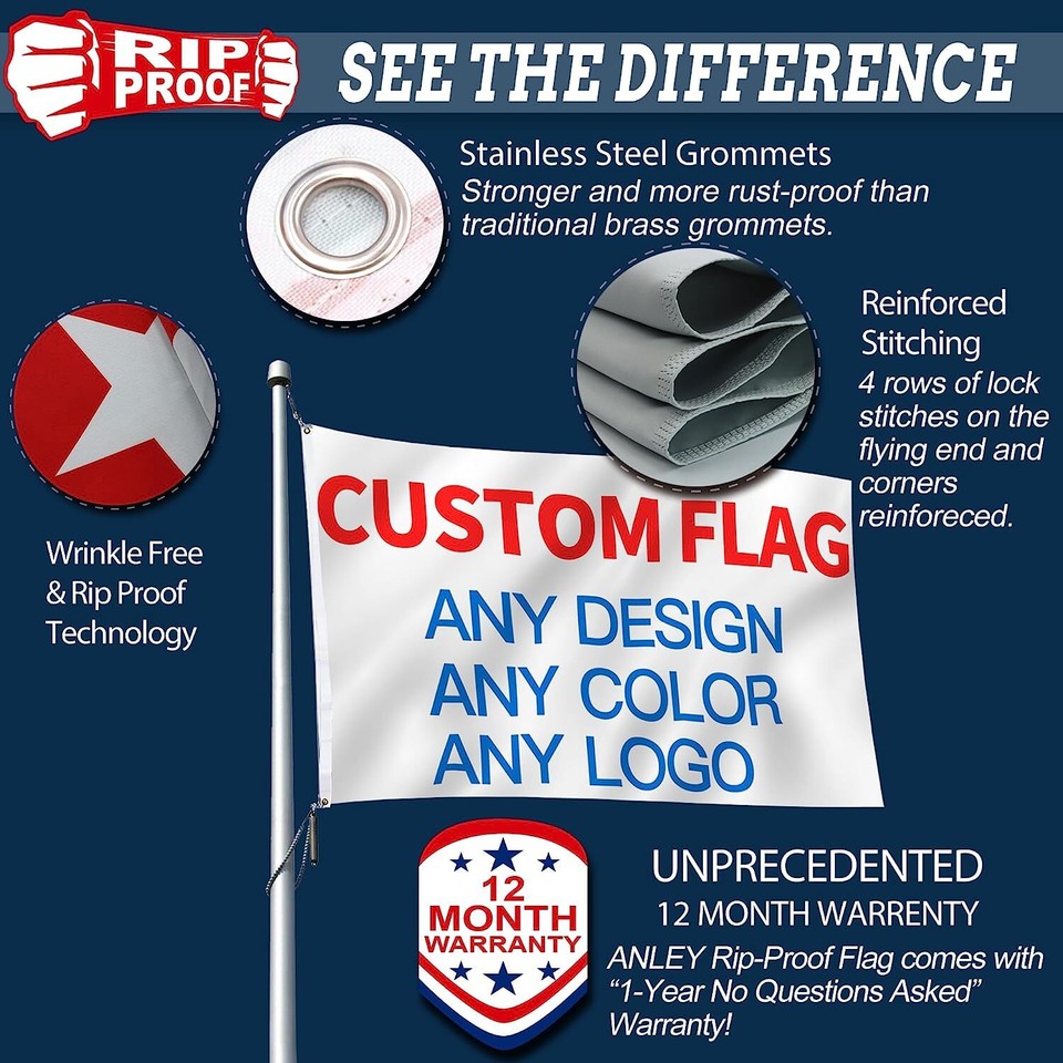 Anley Rip-Proof Double Sided Custom Flag - Personalized Flags Polyester ...