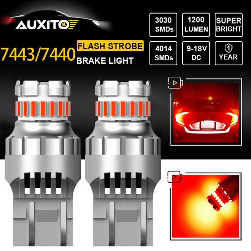 2 X 5smd T20 7443 Red LED 7440 W21W CAR BRAKE STOP TAIL LIGHT BULB For ...