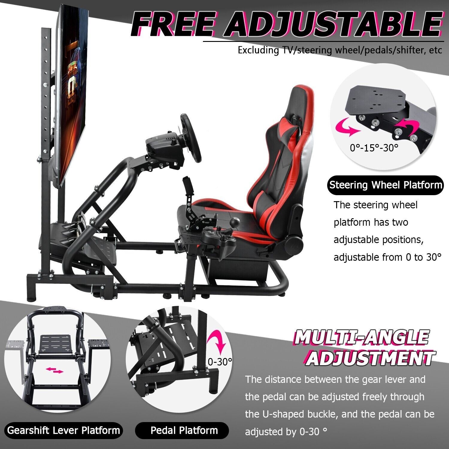 Minneer Racing Simulator Cockpit Fit Logitech G923 mit rotem Sitz und ...