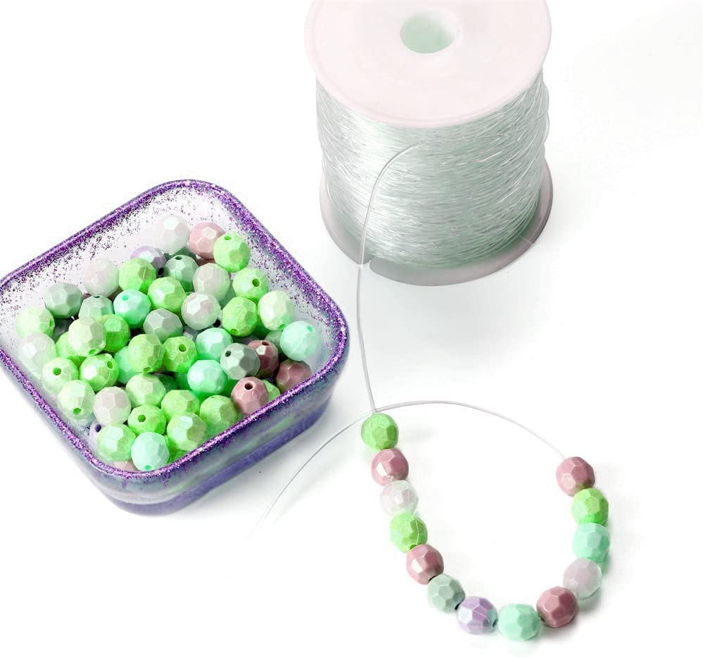2 Roll 100M Crystal Clear Elastic Beading Threads，Stretchy Bead Cord ...