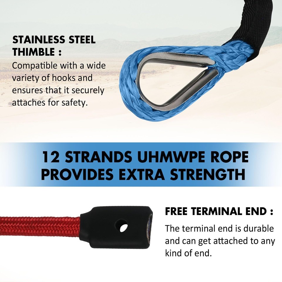 Synthetic Winch Rope 3/8" X100ft 23809lbs Dyneema Winch Rope 3/8 Heavy ...