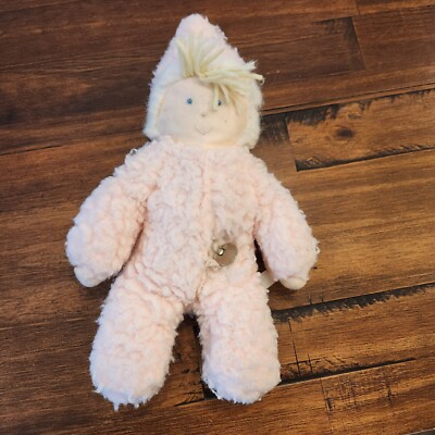 VINTAGE EDEN PLUSH MUSIC BOX Baby Blond Hair Pink Outfit Works Wind Up ...