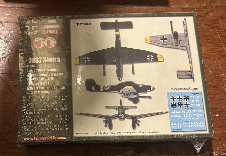Flames Of War FOW German Stuka Ju87 Flight NIB Mid and Late War 3 ...