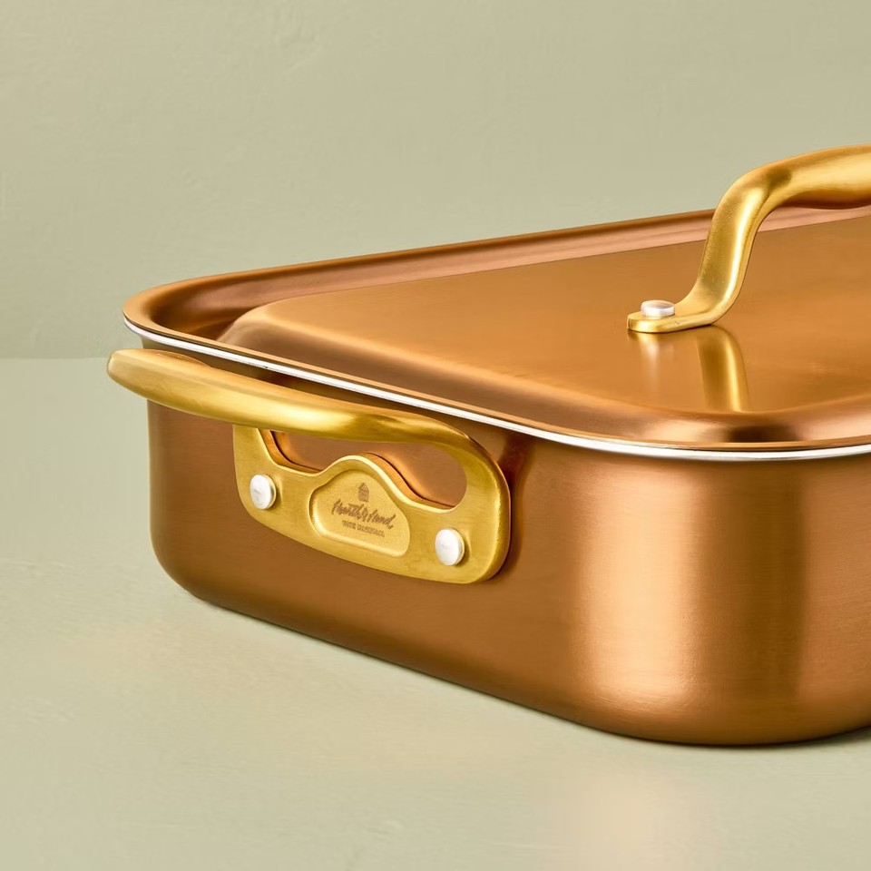 Roasting Pan with Lid Copper - Hearth & Hand with Magnolia | eBay