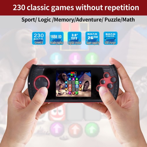 16 Bit Handheld Game for Kids Built-in 230 HD Classic Retro Video Games ...
