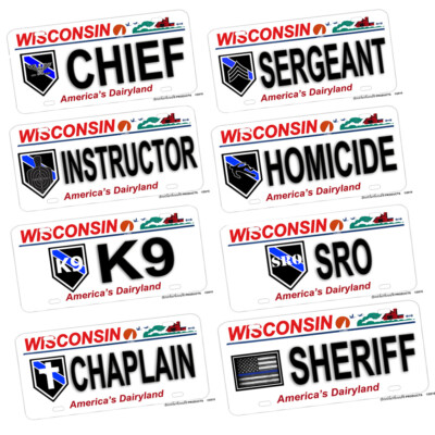 Thin Blue Line Police Wisconsin Ranks & Titles Aluminum License Plate ...