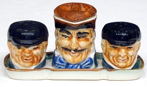 Vintage TOBY JUG MUG Porcelain China SALT PEPPER SHAKERS Creamer & Tray ...