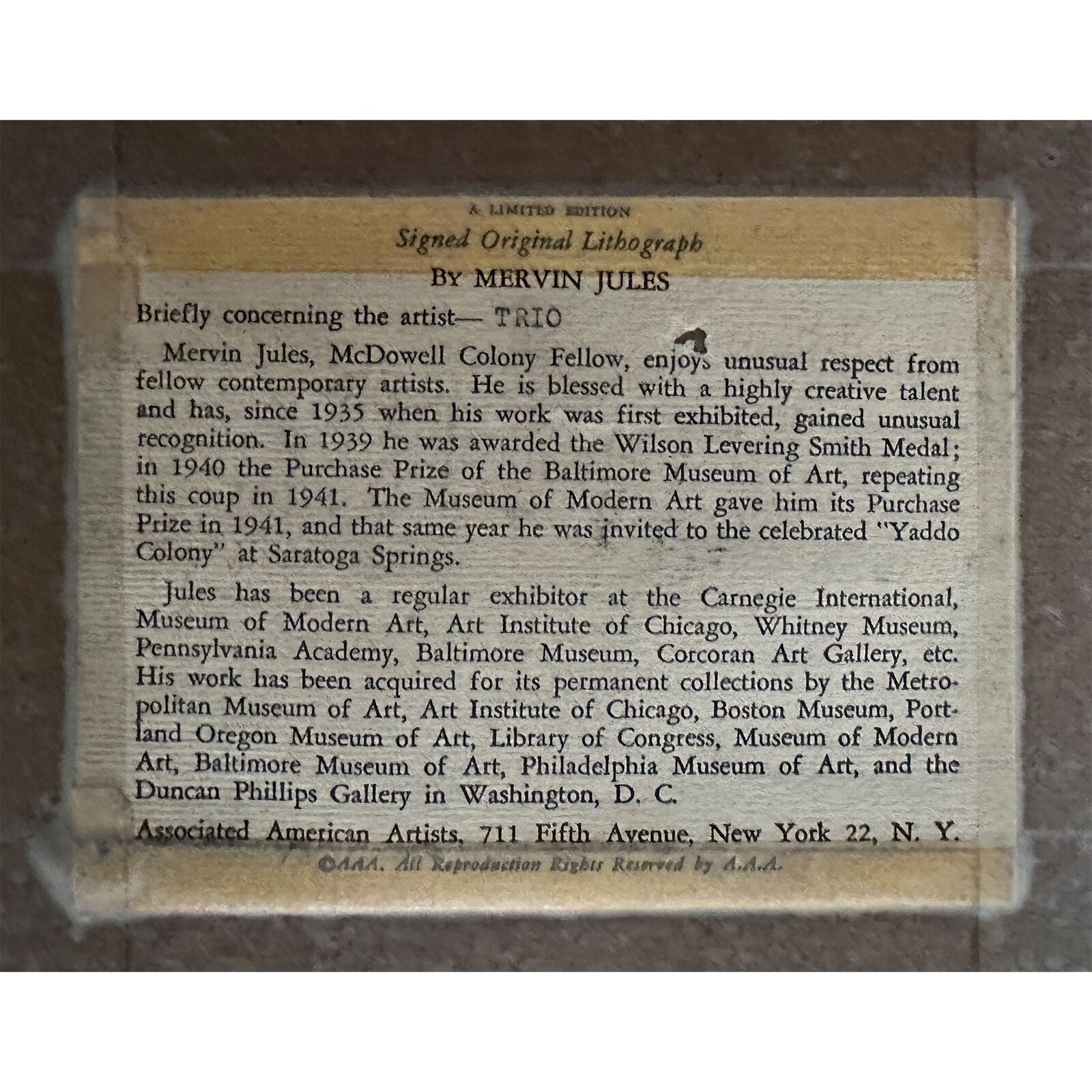 Mervin Jules "TRIO" Of Musicians Limited Edition Lithograph - Collected & Listed | eBay