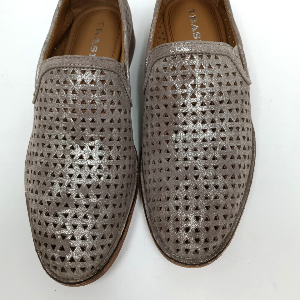 Trask Ali Perf Italian Suede Pewter Metallic Slip on US 6.5 EU 37.5 UK ...