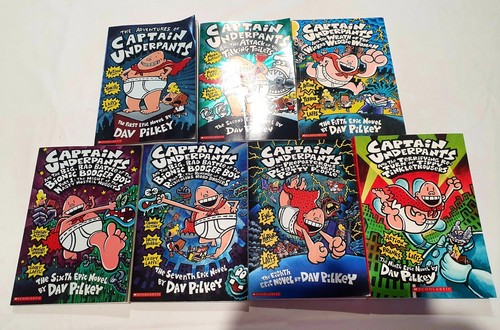 The Adventures of Captain Underpants Book Bundle Lot by Dav Pilkey 7 x ...