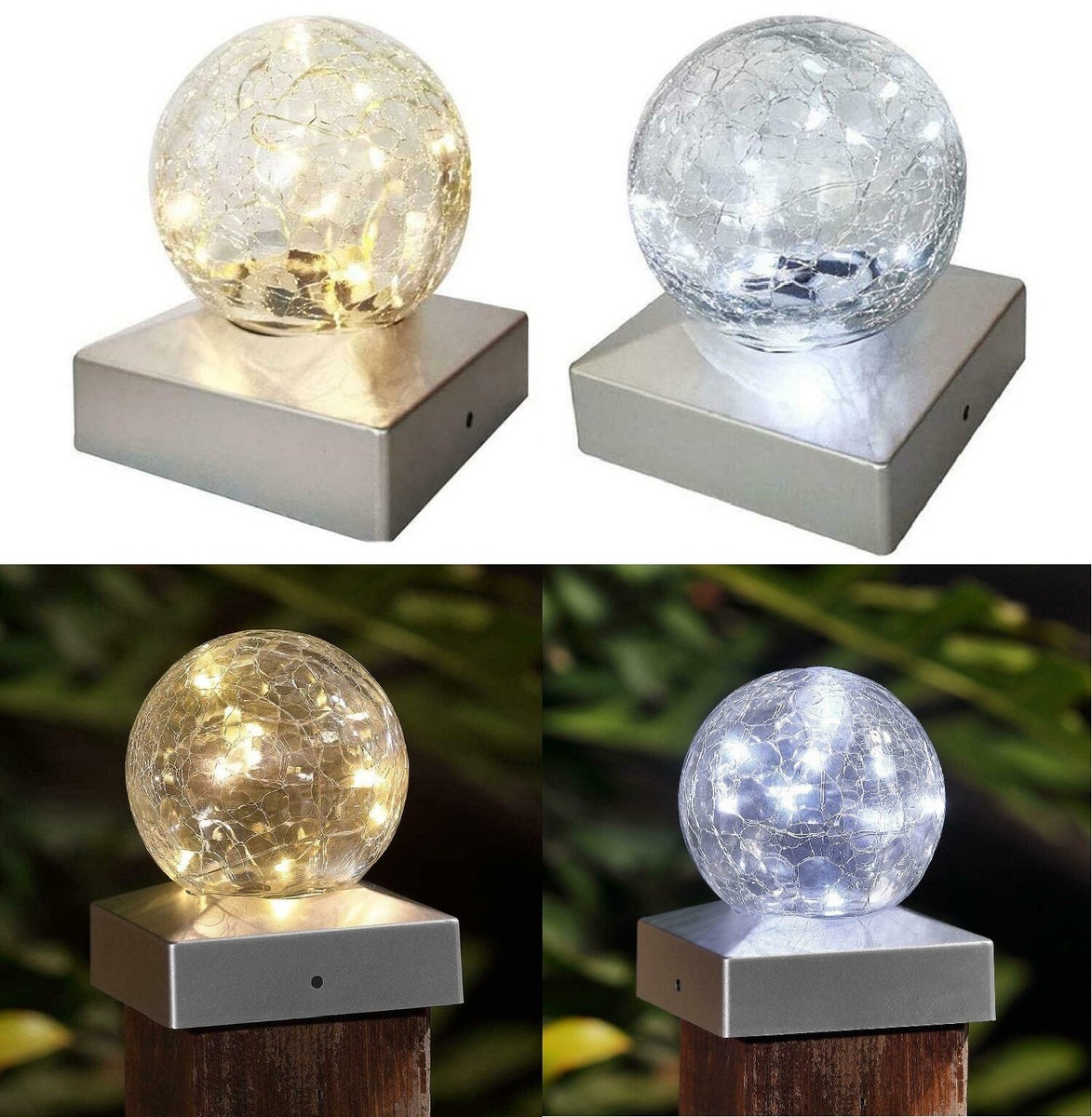 Solar Crackle Globe Lights Berkley Jensen Steel Solar Crackle Glass