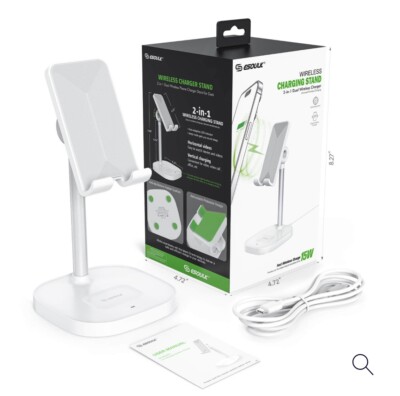 ESOULK 15W 2-In-1 Wireless Charging Stand | White | eBay