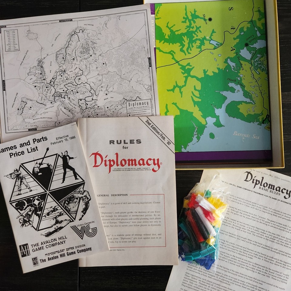 Diplomacy Board Game Avalon Hill Strategy War Game Vintage 1982 Second ...