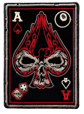 Ace Of Spades Skull Small Biker Patch - 3x4 inch - P4259 | eBay