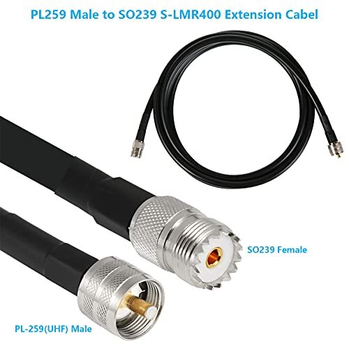 15 ft PL259 to SO239 S-MR400 Extension Cable 50 Ohm UHF Male to Female ...