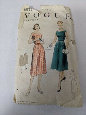 1955 Vintage Vogue 8523 One Piece Dress Jumper Skirt Size 14 Bust 32 ...