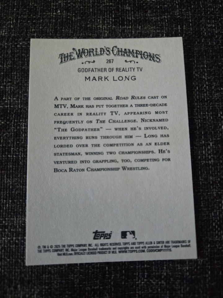 2025 Topps Allen & Ginter #267 Mark Long Godfather of Reality TV - Road ...