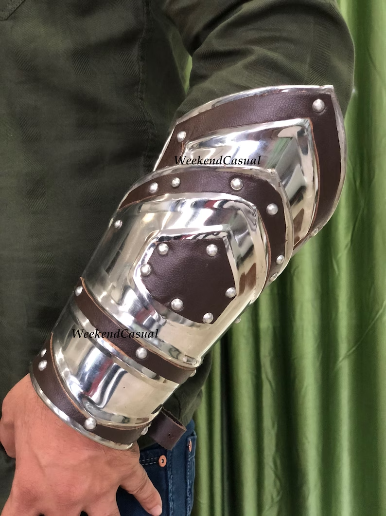 Roman Dwarven Style Leg Greaves Steel Armor Hand Guard LARP SCA Bracers ...
