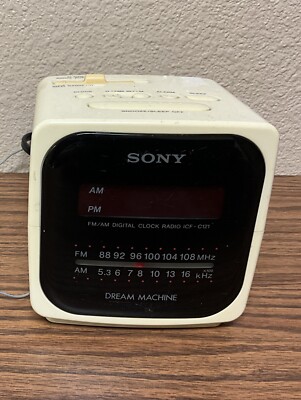 Vintage Sony Dream Machine ICF-C121 Alarm Clock Radio White Square Cube ...