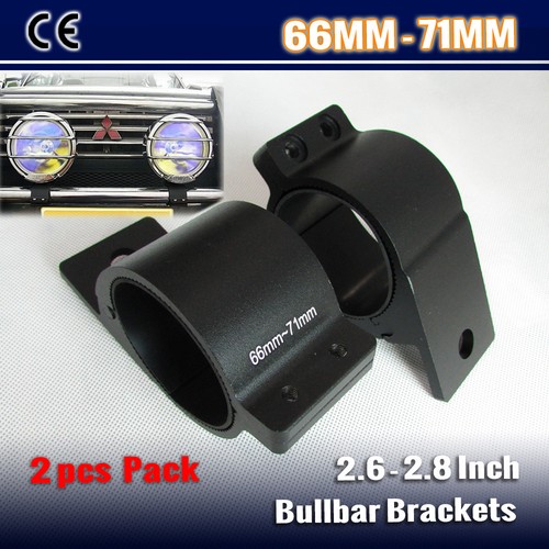 2 x 66mm-71mm Black Nudge Bar Mounting Bracket 2.5 Inch Bull Bar LED ...