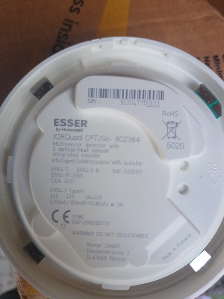 Esser O2T m. Sounder Rauchmelder smoke detector 802384 Prod.-Datum 2020 ...
